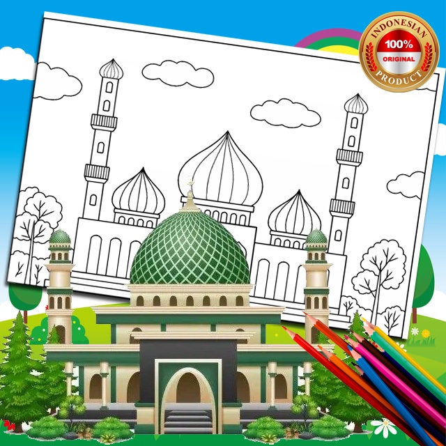 Jual Gambar Mewarnai Islami ~ MASJID/ Seketsa Lukis / Drawing Sketch ...