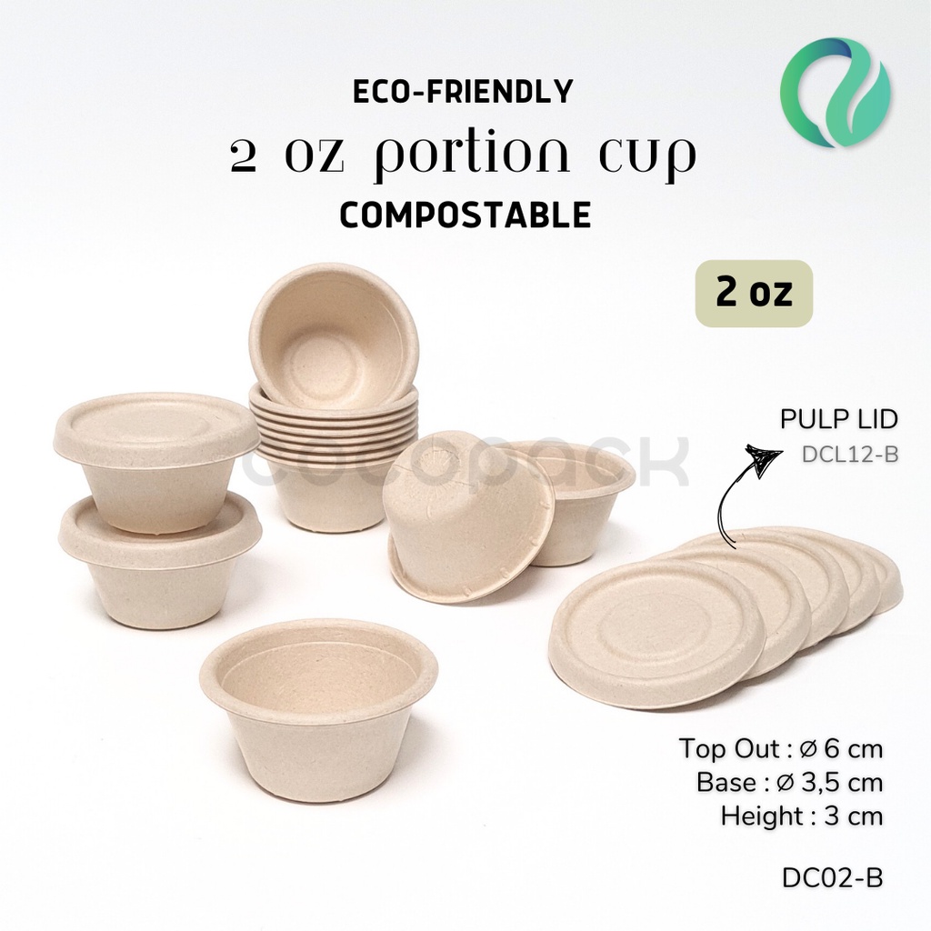 Jual Bagasse Sauce Cup 2 oz Natural Brown with Pulp Lid 10 PCS | Shopee Indonesia