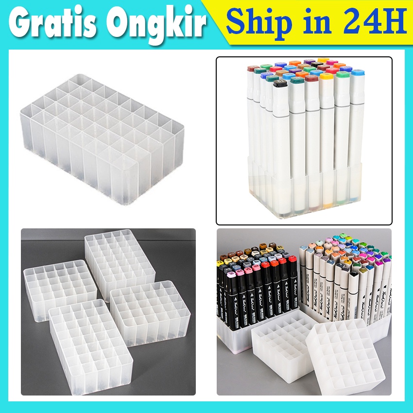 Jual 30/48/80 Slots Marker Pen Storage Holder Brush Pencil Rack ...