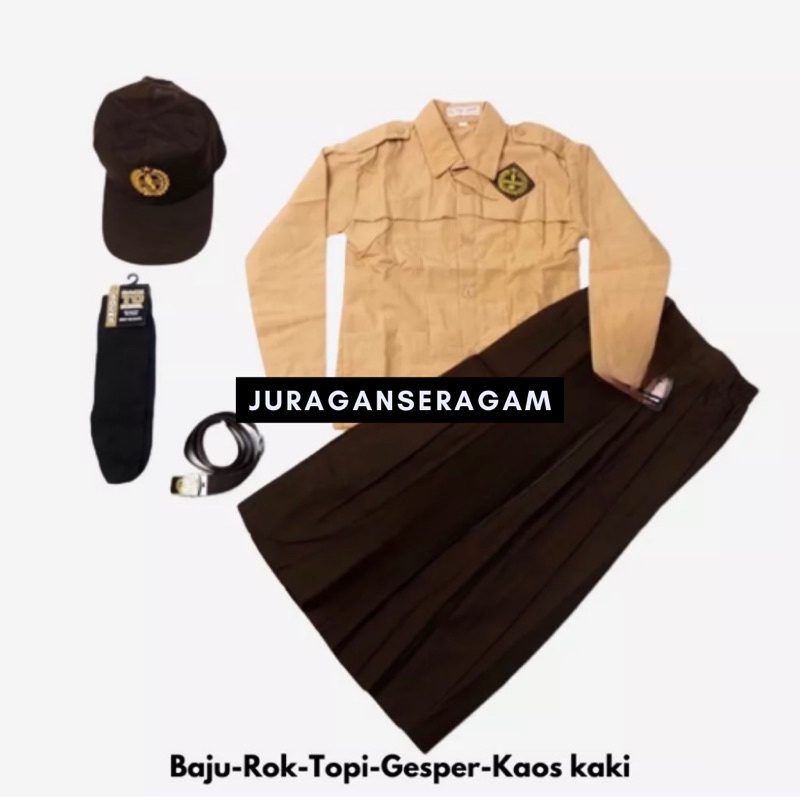 Jual BAJU SERAGAM SEKOLAH PRAMUKA SD LENGAN PANJANG KOPLIT SETELAN | Shopee Indonesia