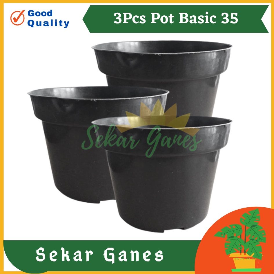 Jual SG - Pot Bunga Tanaman Plastik 3pcs HITAM Polos Pot Bibit Murah ...