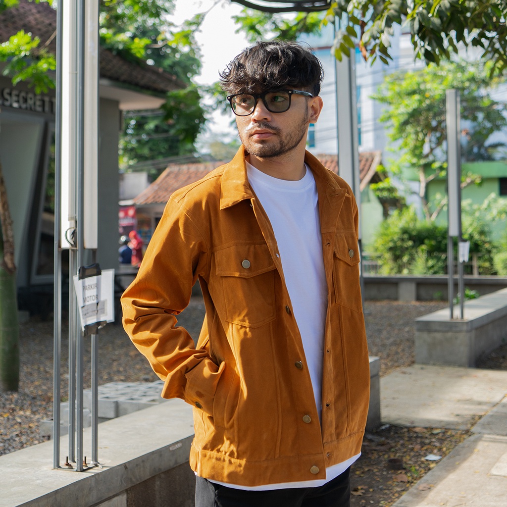 Jual Fargo Jacket Suede Casual Pria Caramel | Shopee Indonesia