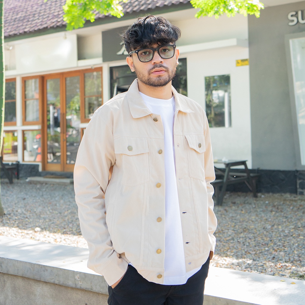 Jual Fargo Jacket Suede Casual Pria Cream | Shopee Indonesia