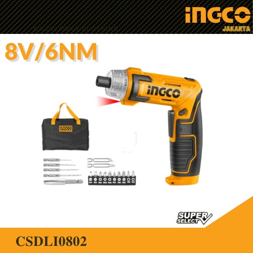 Jual Mesin Bor Obeng Baterai (8V) Cordless Screwdriver Set INGCO ...