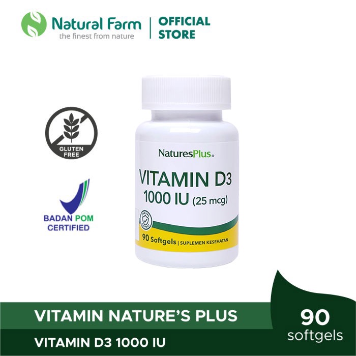 Jual Natures Plus Vitamin D3 1000 IU - 90 Softgels | Shopee Indonesia