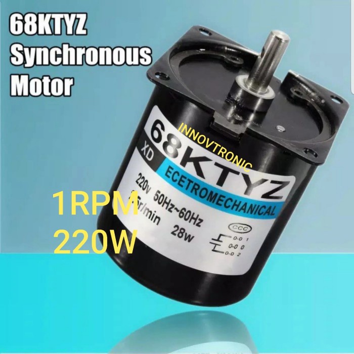 Jual 1RPM 68KTYZ AC220V 28W Low Speed Hi Torque Synchronous Motor ...