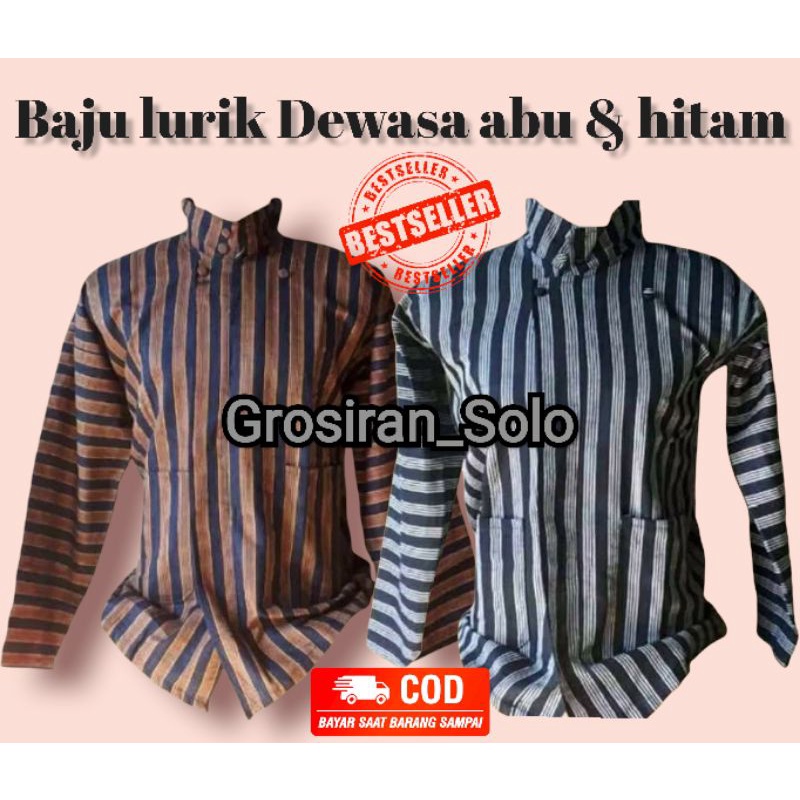 Jual Lurik Baju lurik pria HITAM & ABU / Baju adat jawa / baju jawa ...