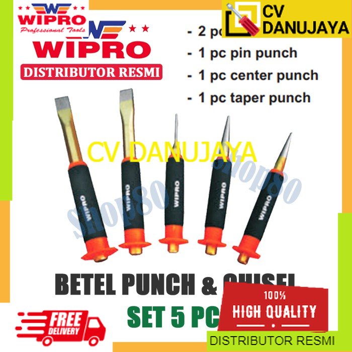 Jual Wipro Penanda Titik Bor Betel Pahat Center Pin Punch Chisel 1 set 5pcs | Shopee Indonesia