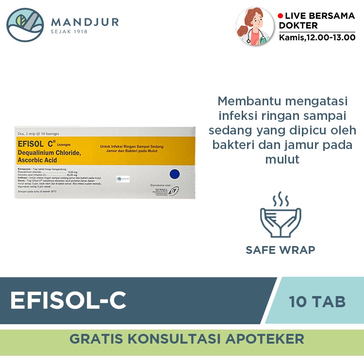 Jual Efisol-C 10 Tablet - Obat Sariawan, Gusi Bengkak, dan Infeksi ...
