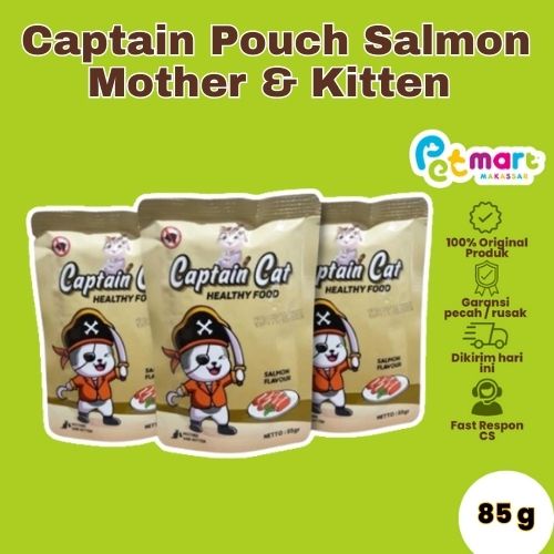 Jual Makanan Kucing Basah Captain Cat Pouch Salmon Mother & Kitten Wet ...