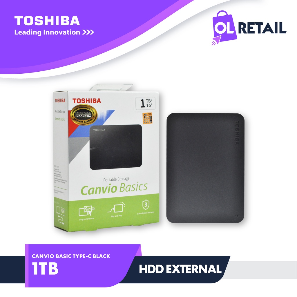 Jual HARDISK EKSTERNAL TOSHIBA CANVIO BASIC 1TB HDD EXTERNAL USB 3.0 | Shopee Indonesia