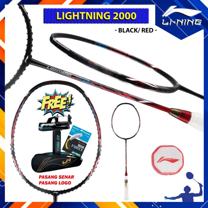 Jual Raket Badminton Original Lining Lightning 2000 AYPR010-1 Black Red ...