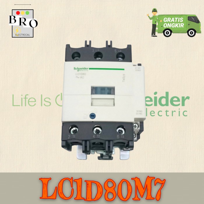 Jual Schneider Kontaktor LC1D80 / Contactor LC1D80M7 220V AC D80 80M7 ...
