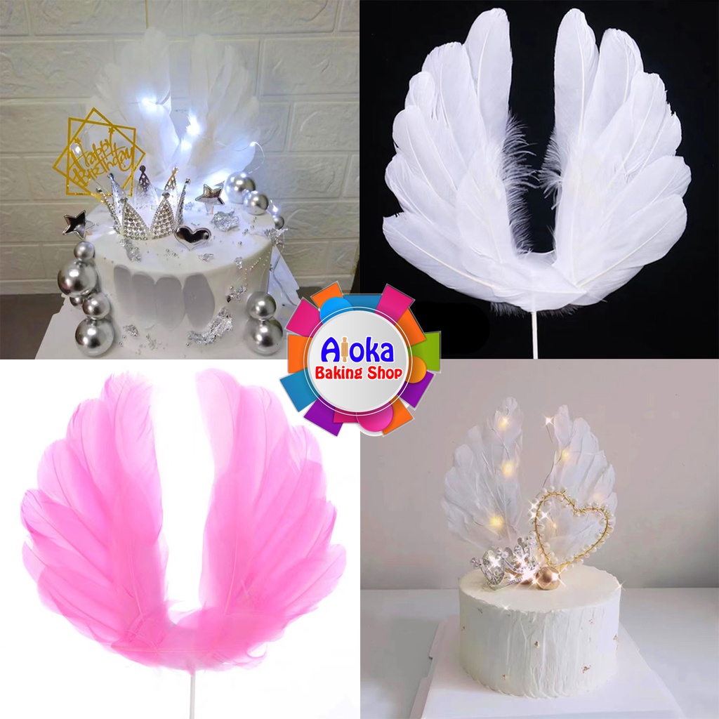 Jual Cake Topper Sayap Bulu Malaikat Untuk Hiasan Kue Ulang Tahun ...
