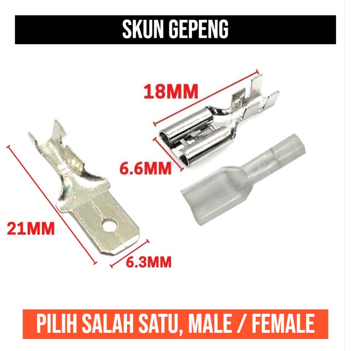 Jual Skun Kabel Male Female Gepeng Wire Connector Konektor Jantan ...