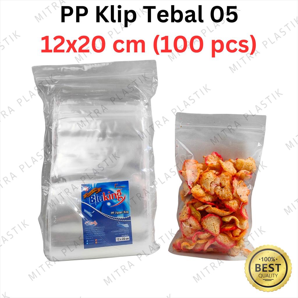 Jual Plastik PP Klip 12x20 Tebal 50 Micron Kemasan Snack BluKing Zip ...