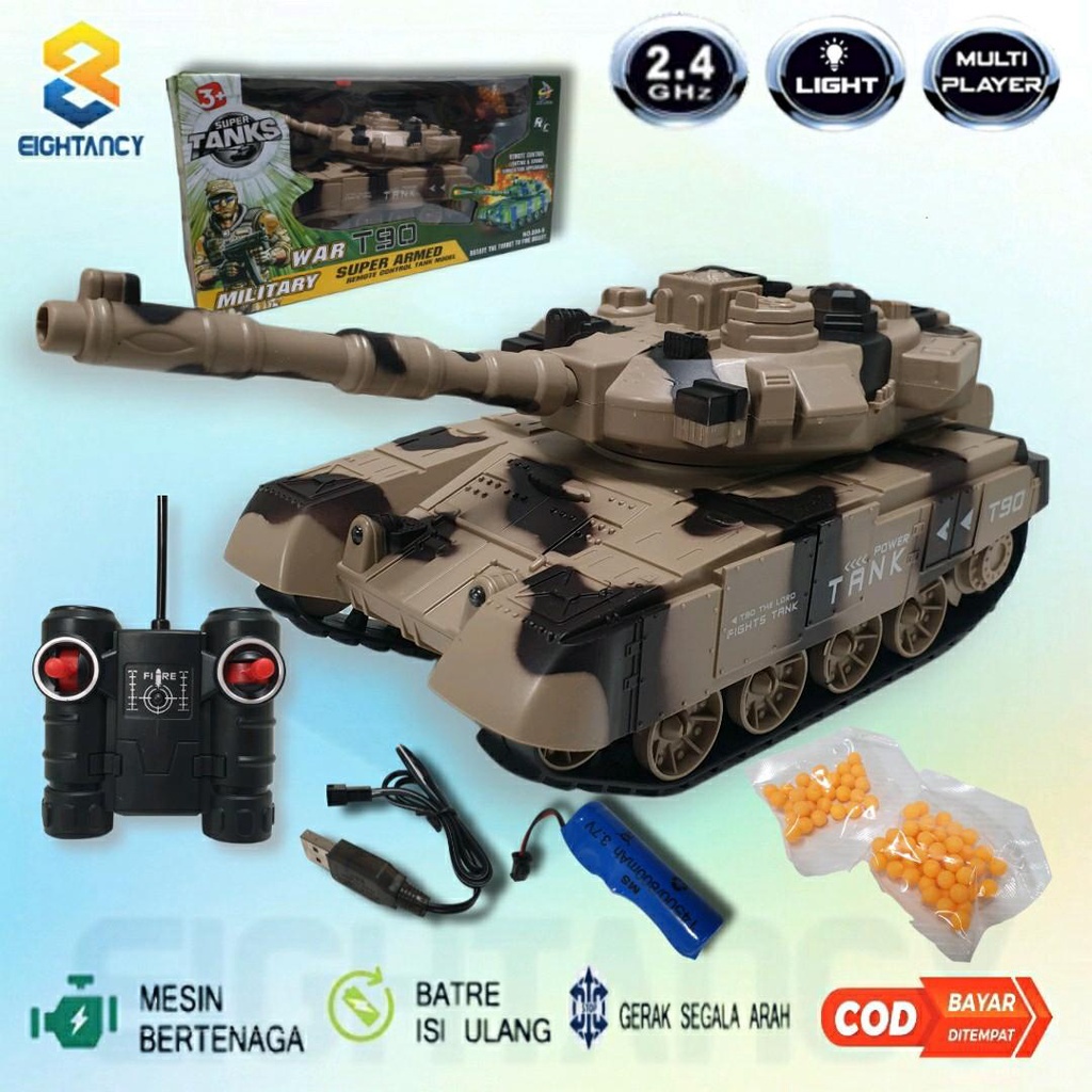 Jual 8T RC Tank T90 MOBIL TANK MILITARY Mainan Pengendali Jarak Jauh Remot Kontrol Hobi Anak ...