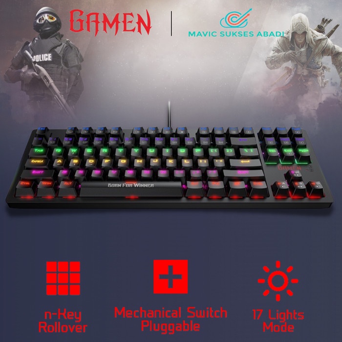 Jual GAMEN Titan II Mechanical Pluggable Switch Blue Gaming Keyboard ...