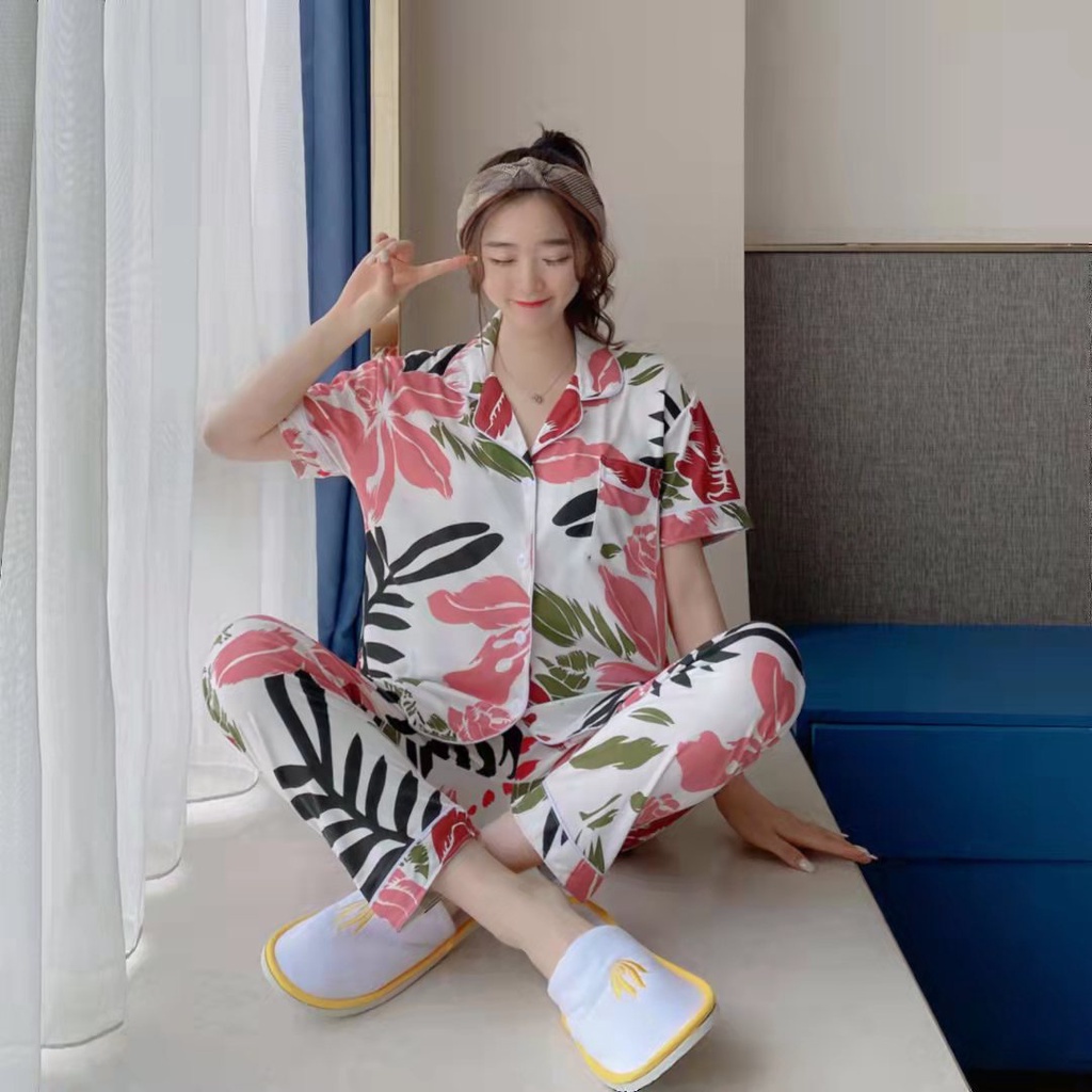 Jual EMILY PIYAMA Baju Tidur Set Piyama Motif 3 Lengan Pendek Celana Panjang Premium Pakaian ...