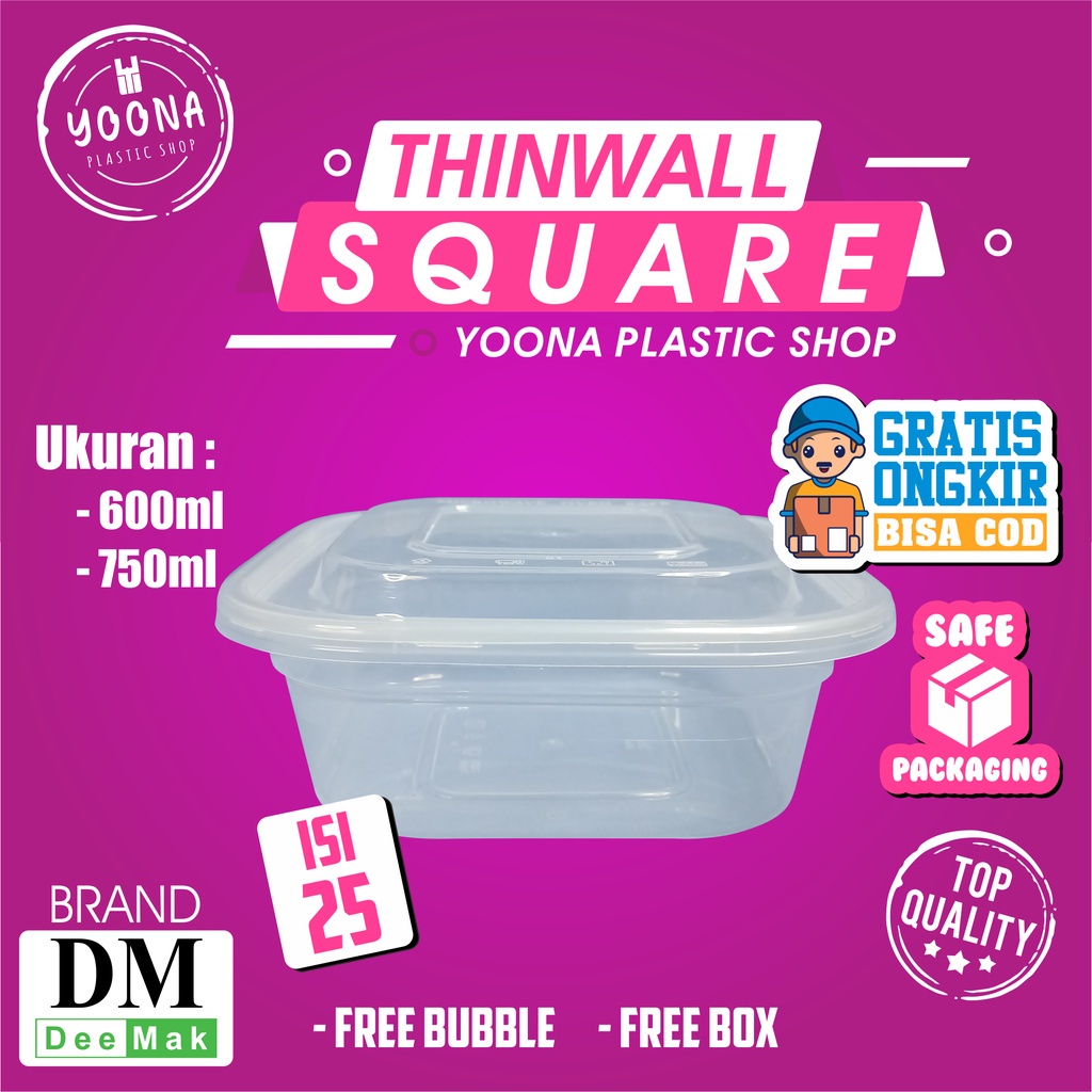 Jual Thinwall DM SQ 500ml - 600ml - 750ml (1 pack isi 25 pcs ...
