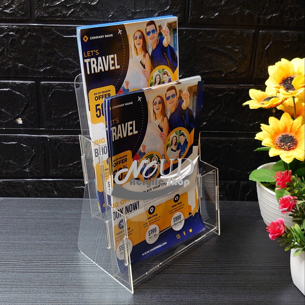 Jual Tempat Brosur Akrilik A5 / Display Brosur Acrylic / Rak Brosur 2 ...