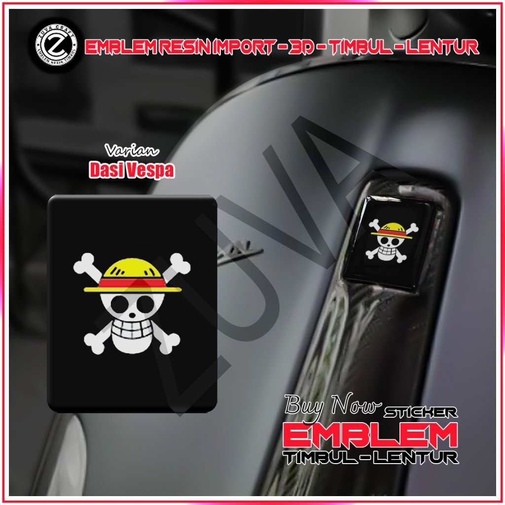 Jual STIKER EMBLEM VESPA LOGO ONE PIECE EMBLEM TIMBUL STIKER VESPA DASI ...