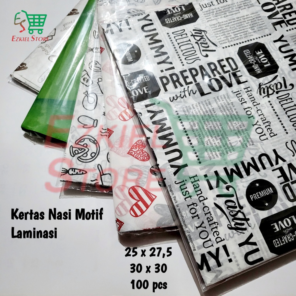 Jual Kertas Nasi Motif Laminasi Food Wrapper Anti Lengket 100 pcs ...