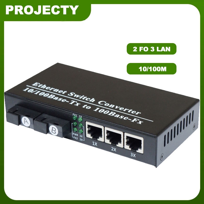 Jual Media Converter 2 FO 3 LAN / Switch Fiber Optic 2 Port SC 10/100M Konverter | Shopee Indonesia