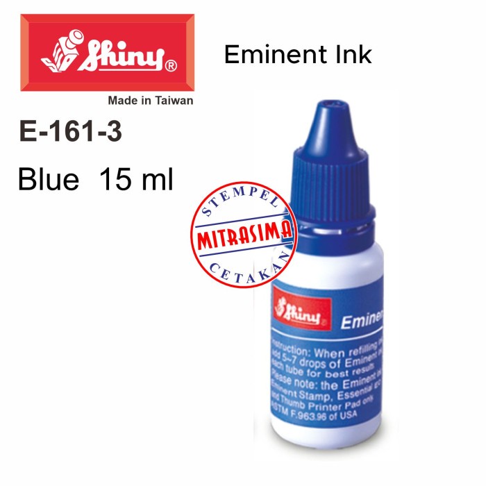 Jual Shiny E-161-3 ( Eminent Ink tinta sidik jari warna biru E161-3 ...