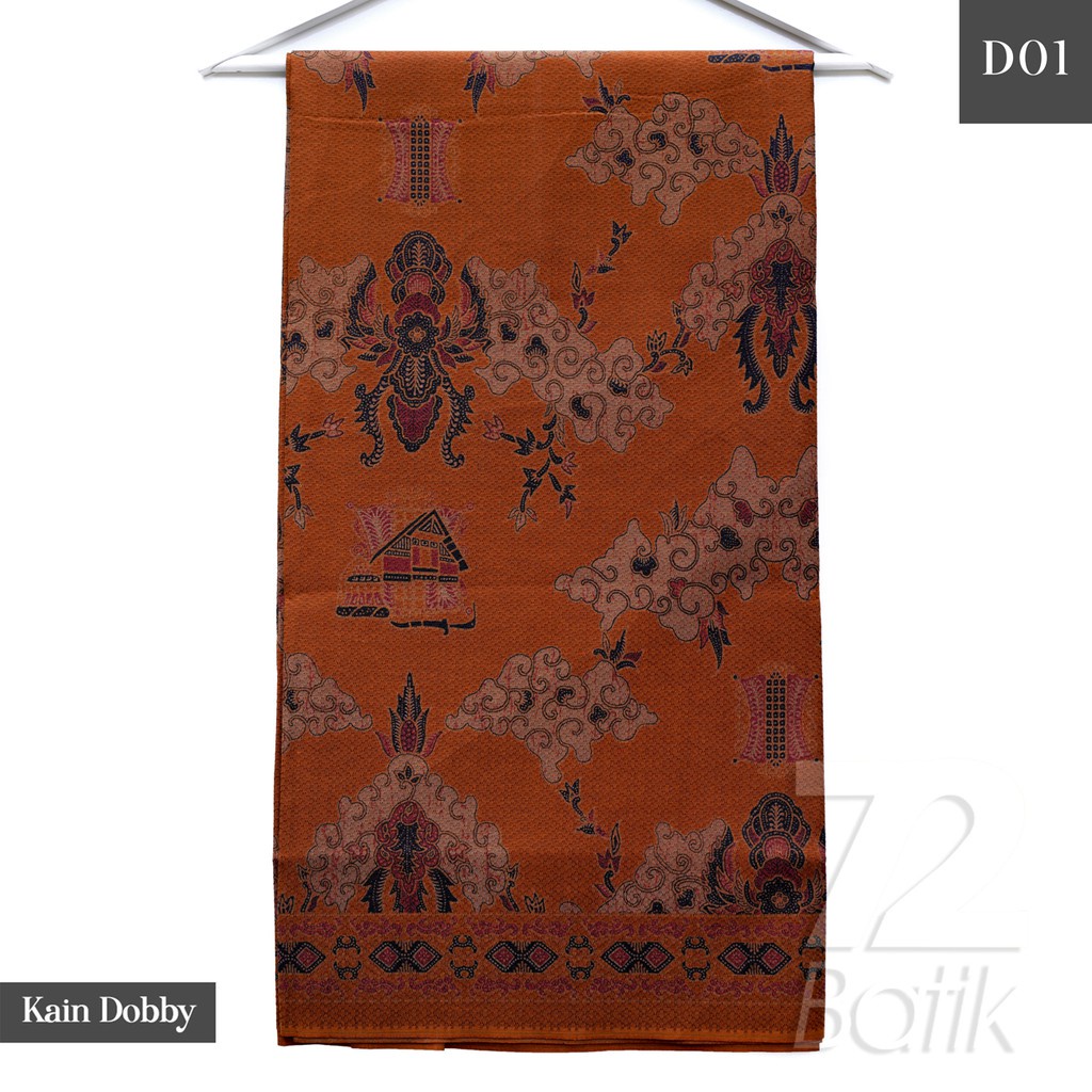 Jual KAIN BATIK PREMIUM Dobby Motif Rumah Adat Warna Orange Oranye Oren ...