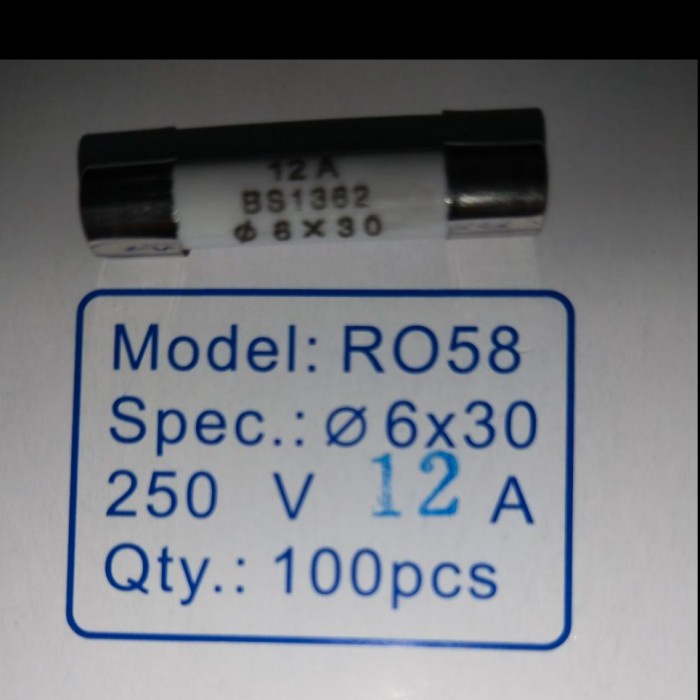 Jual FUSE Keramik 12A 12 Amper 250V Fius 6x30mm Sekring Sekring Ceramic ...
