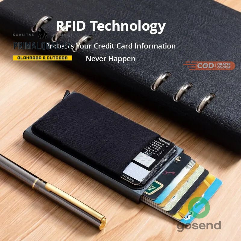 Jual Paket Mini Dompet Pria 5 Kartu RFID Pop Up Tas Penyimpanan Alat ...
