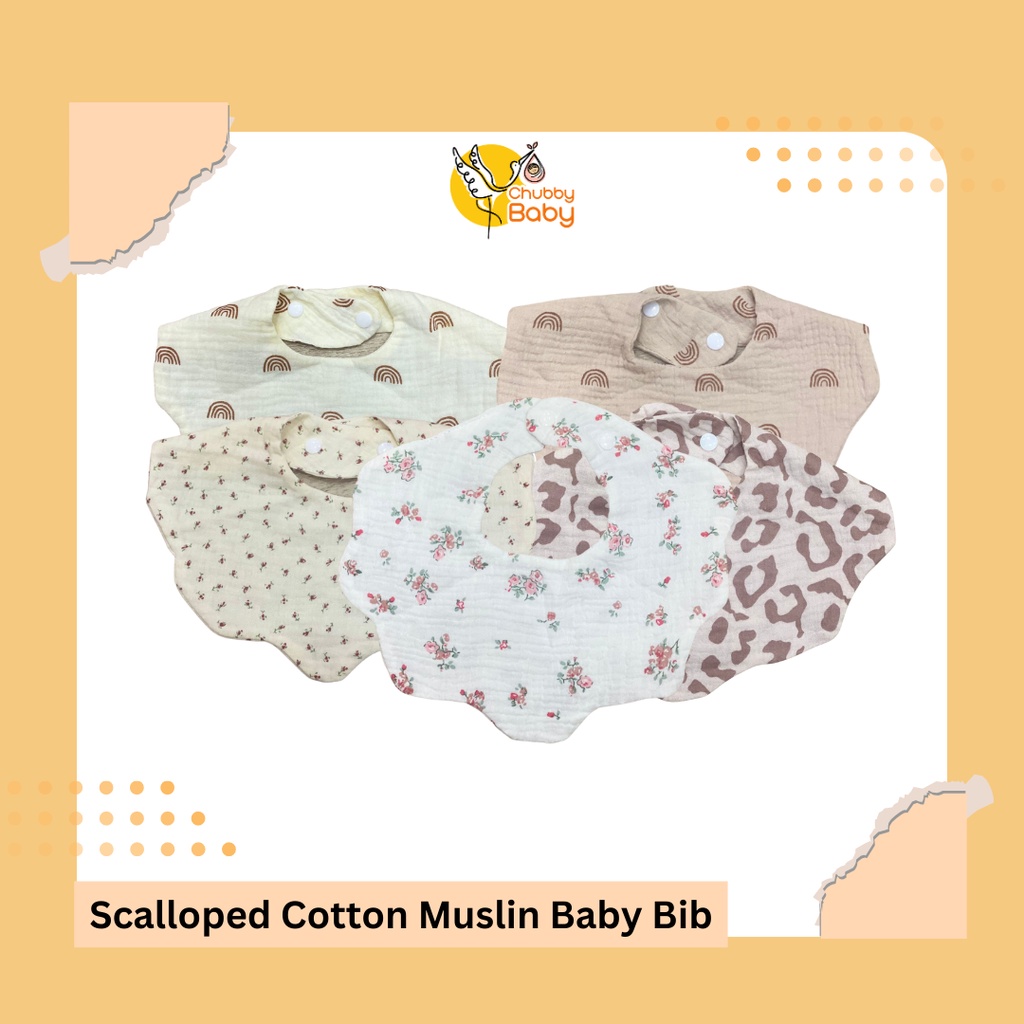 Jual CL Scalloped Cotton Muslin Baby Bib Pattern | Slaber Bayi | Shopee ...