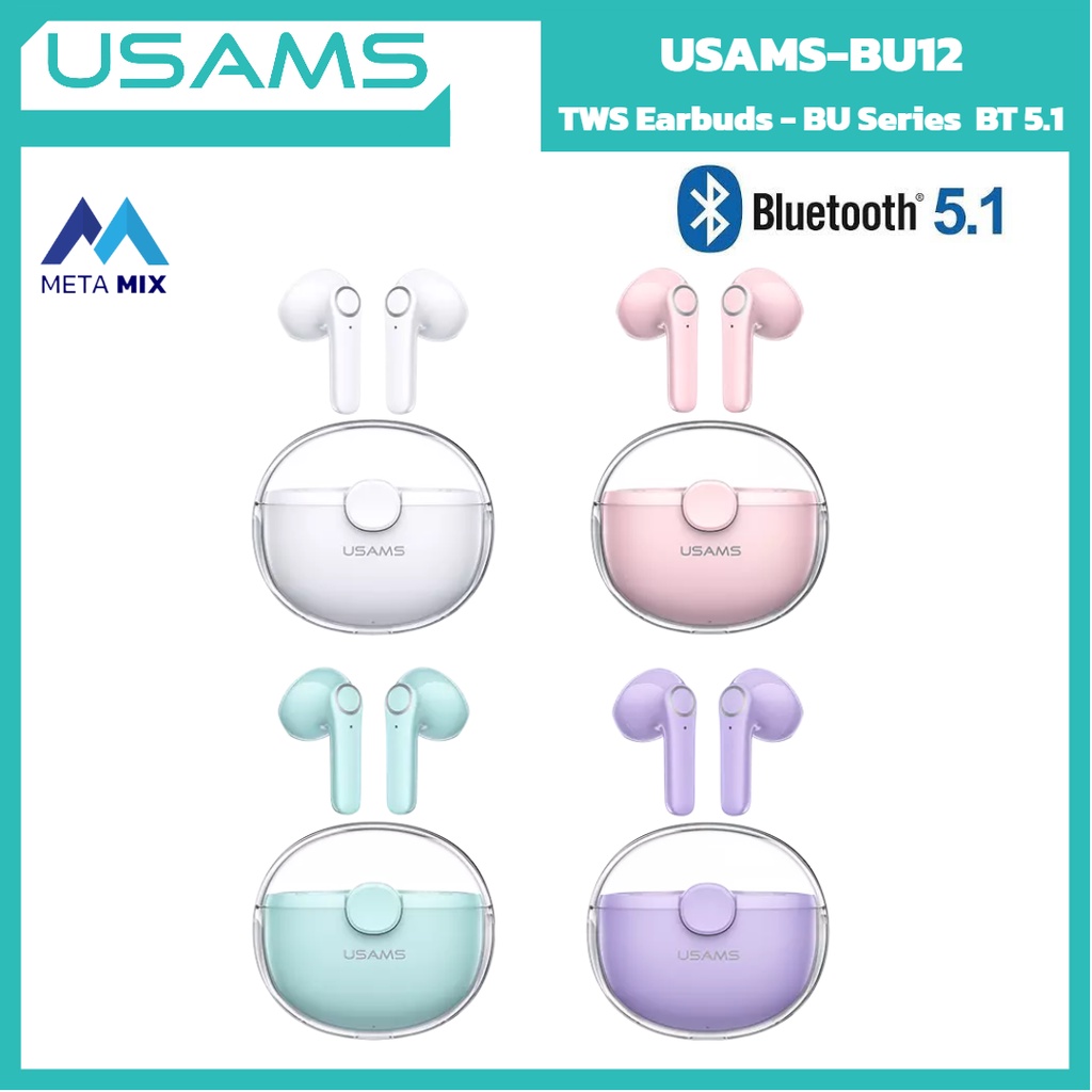Jual Usams Bu12 TWS Transparent Unique Macaron Earphone Bluetooth 5.1 ...
