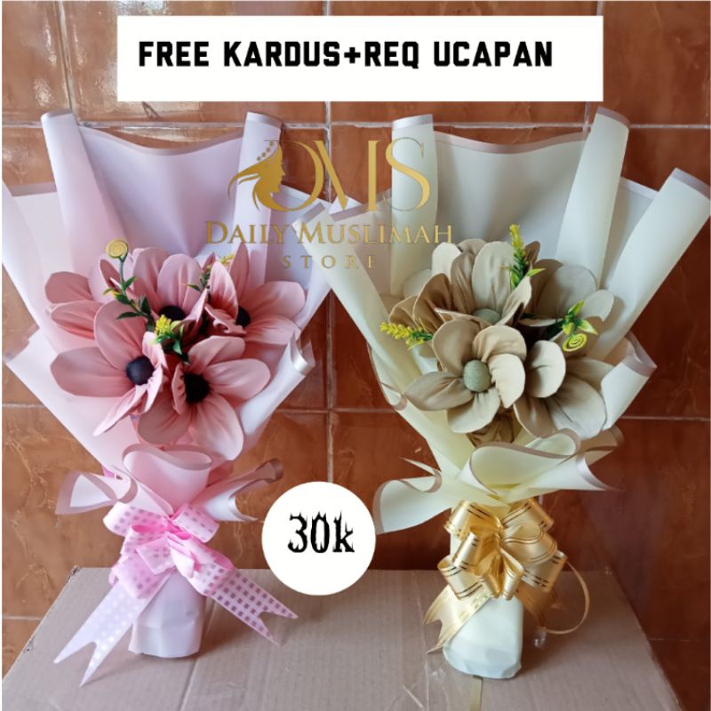 Jual BUKET BUNGA HIJAB//FREE KARDUS BUKET//UKURAN 45-50CM | Shopee ...