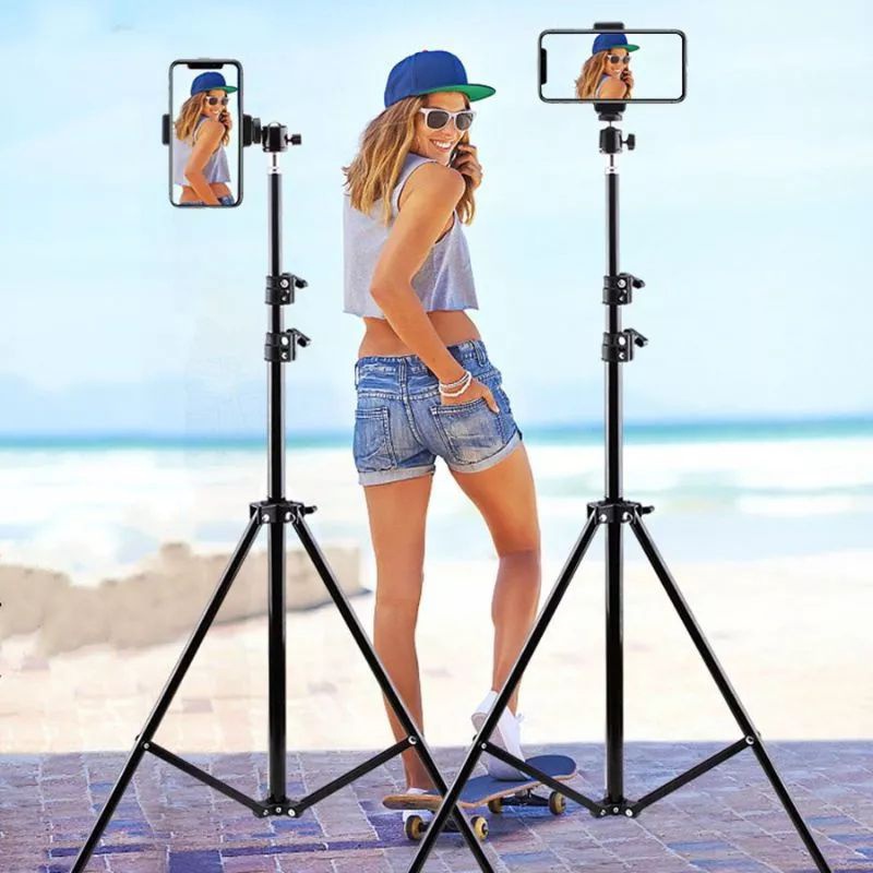 Jual Paket selfie / Paket Tripod 2.1 Meter Bahan Besi Alumunium Stand HP Tripod HP & Kamera ...