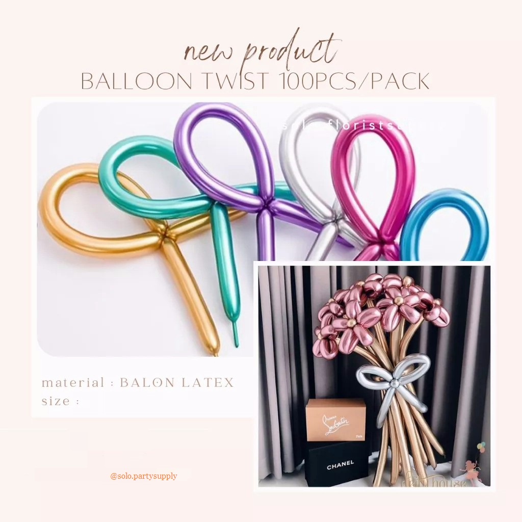 Jual (AL) TERLARIS Balon Twist Cacing Pentil Chrome Matte Panjang 1 Pcs ...