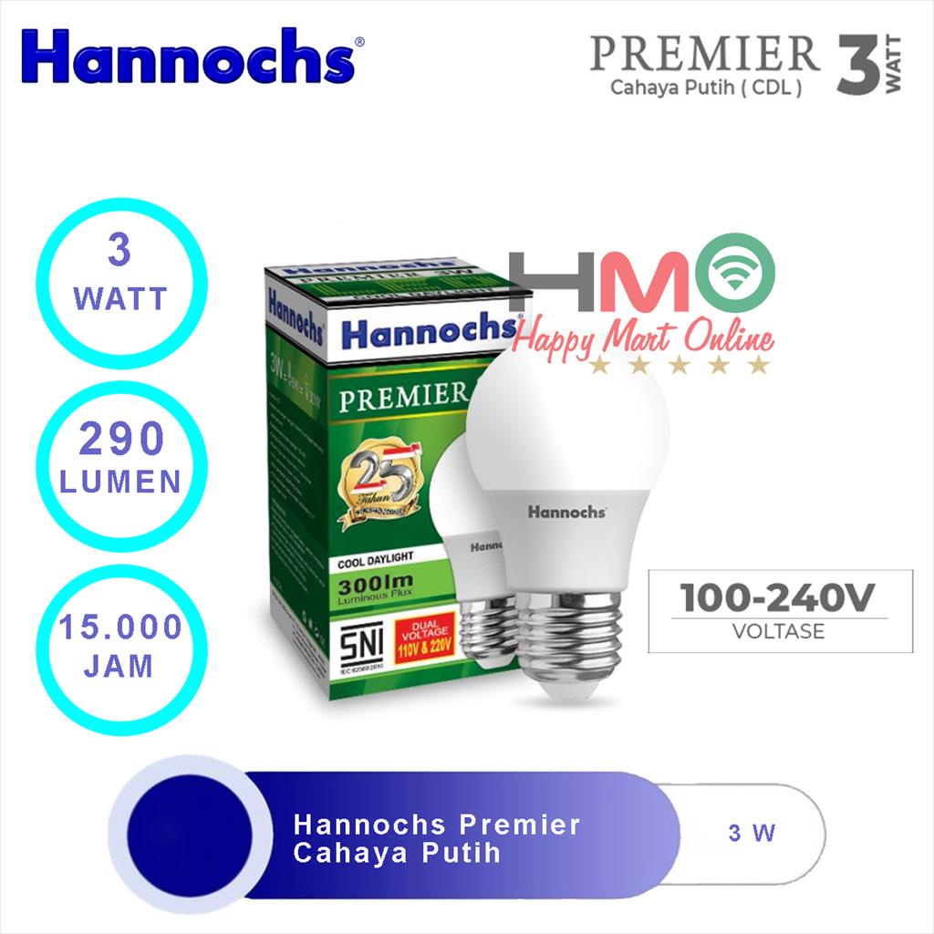Jual Lampu LED Hannochs Premier 3 Watt Cahaya Putih 3W 6500 K Cool Day ...