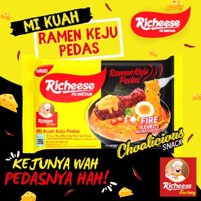 Jual nabati Richeese Mi Instan Ramen Keju Fire Level 3 67 g x 5 pcs ...