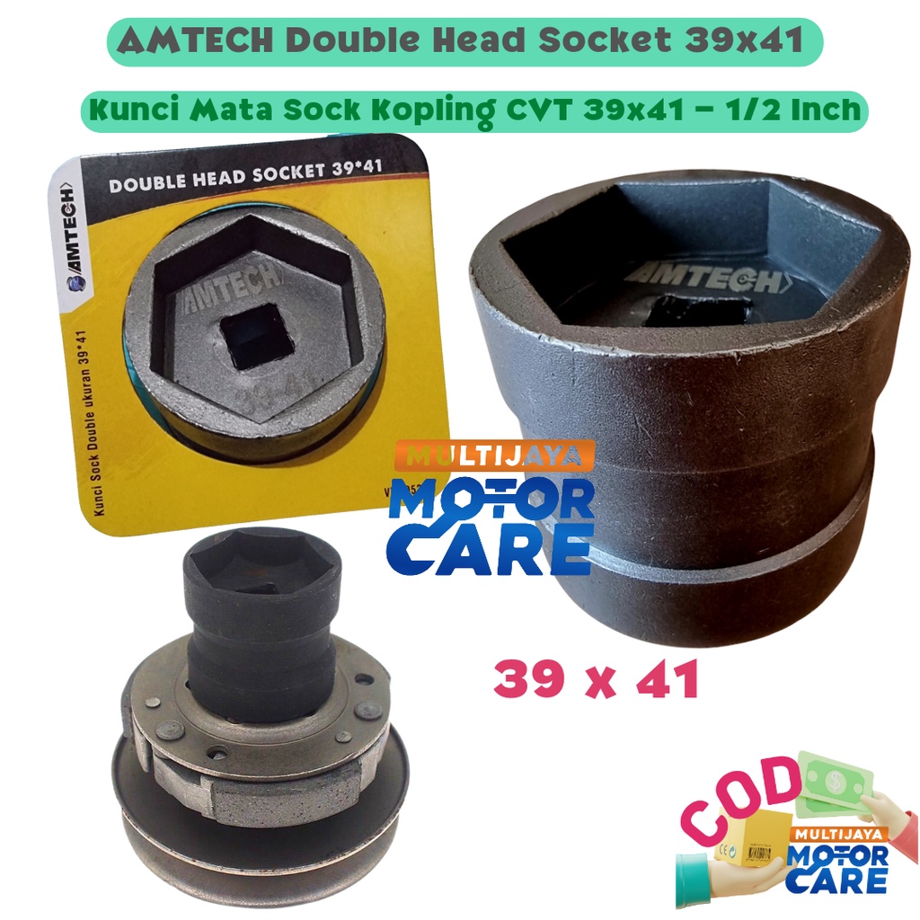 Jual Mata Kunci Shock Sok CVT 39x41 Mur Kopling Matic Double Head Socket AMTECH Drive 1/2 inch ...
