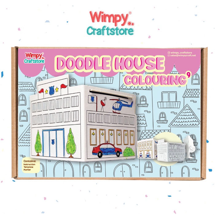 Jual Wimpy Doodle House Colouring DIY Craft KIT Art Set Painting KIT ...