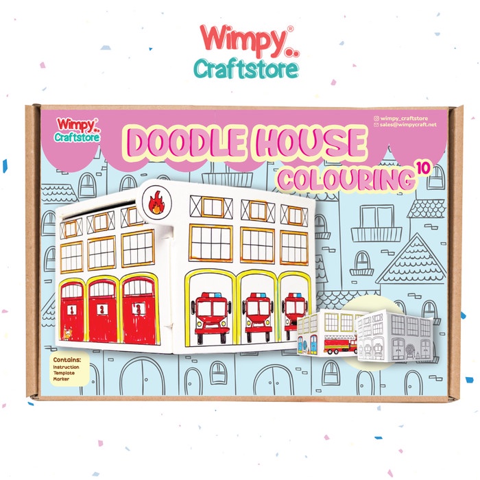 Jual Wimpy Doodle House Colouring DIY Craft KIT Art Set Painting KIT ...