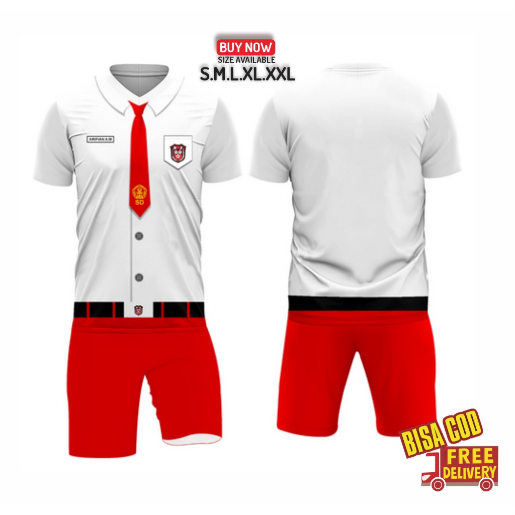 Jual Baju Jersey Jersi Jersy Seragam Sekolah SD Full Printing Unik Bisa ...