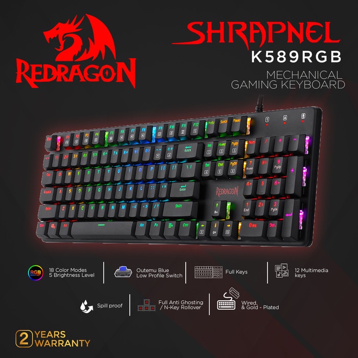 Jual Redragon Mechanical Gaming Keyboard Low Profile RGB SHRAPNEL ...