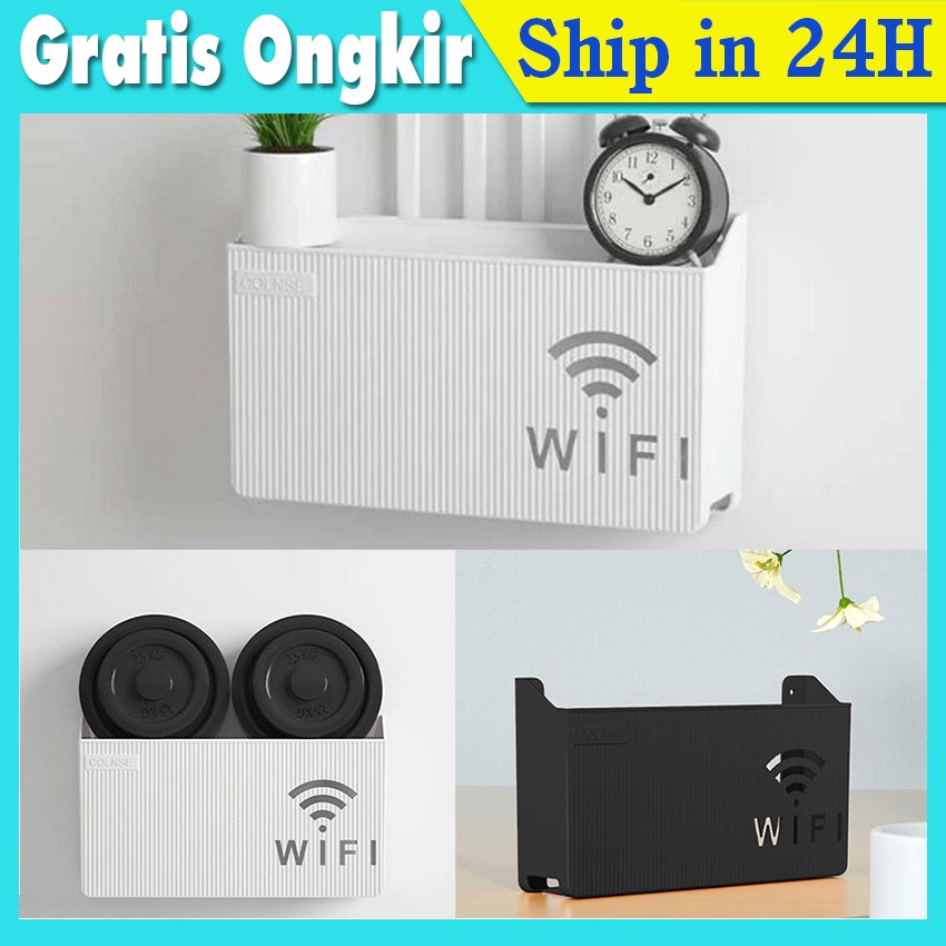 Jual Wireless Wifi Router Shelf Storage Box dinding Hanging ABS Plastic ...