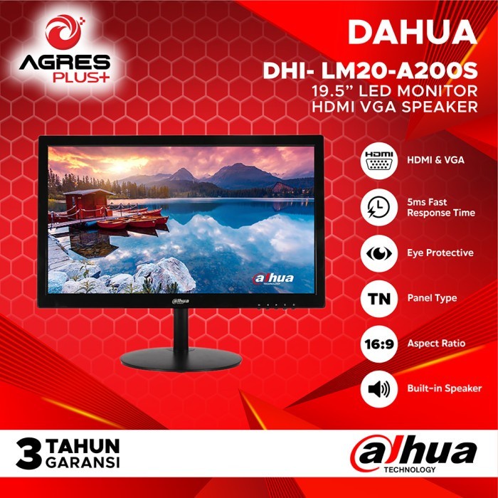 Jual DAHUA LED Monitor 20" Inch HDMI VGA HD For CCTV Low Power LM20 ...