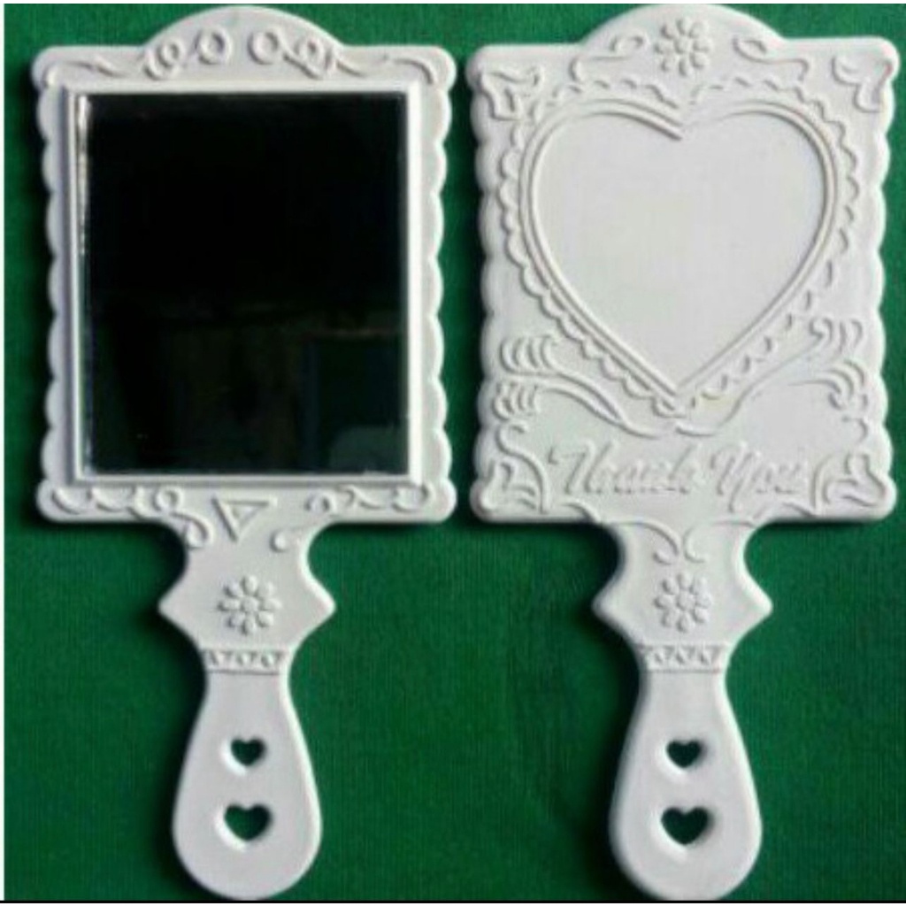 Jual BCS - KACA CERMIN MINI GAGANG KOTAK PUTIH KEMASAN PLASTIK CERMIN ...