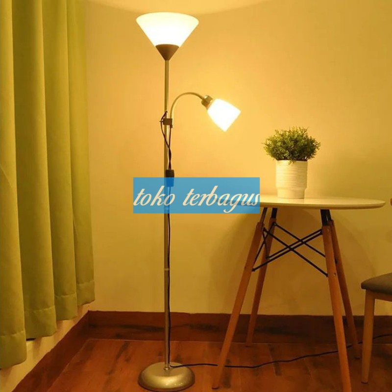 Jual lampu meja stand lampu lantai berdiri double lamp standing lamp ...