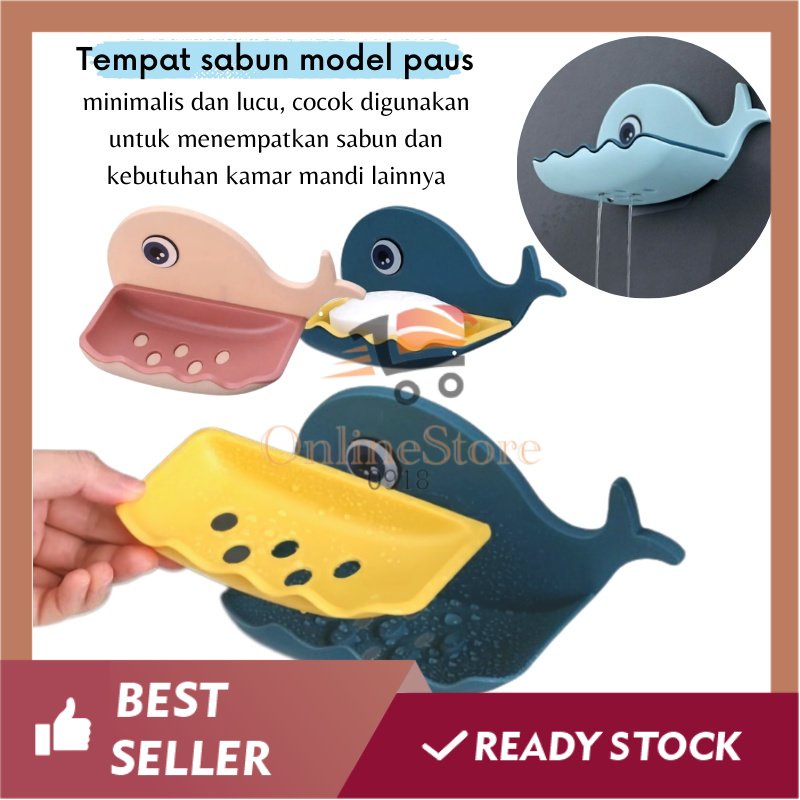 Jual OS -H206- Tempat Sabun Batang Tempel Model Paus - Rak Sabun Kamar ...