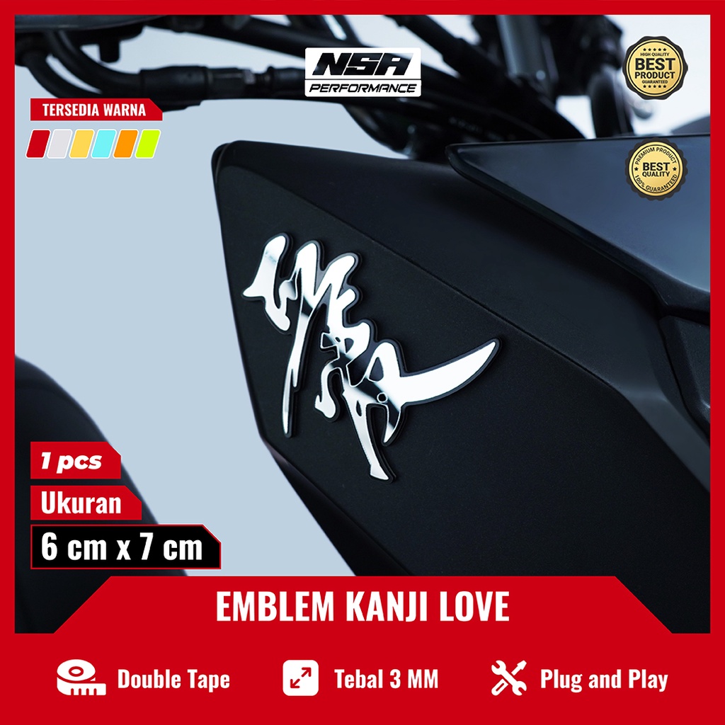 Jual 1PCS EMBLEM KANJI LOVE BUKAN STIKER KANJI STICKER KEREN TIMBUL ...